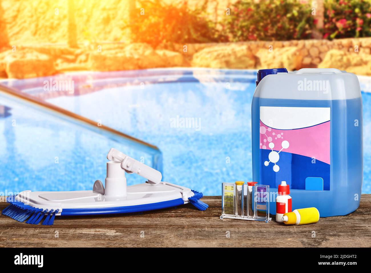 Equipment with chemical cleaning products and tools for the maintenance ...
