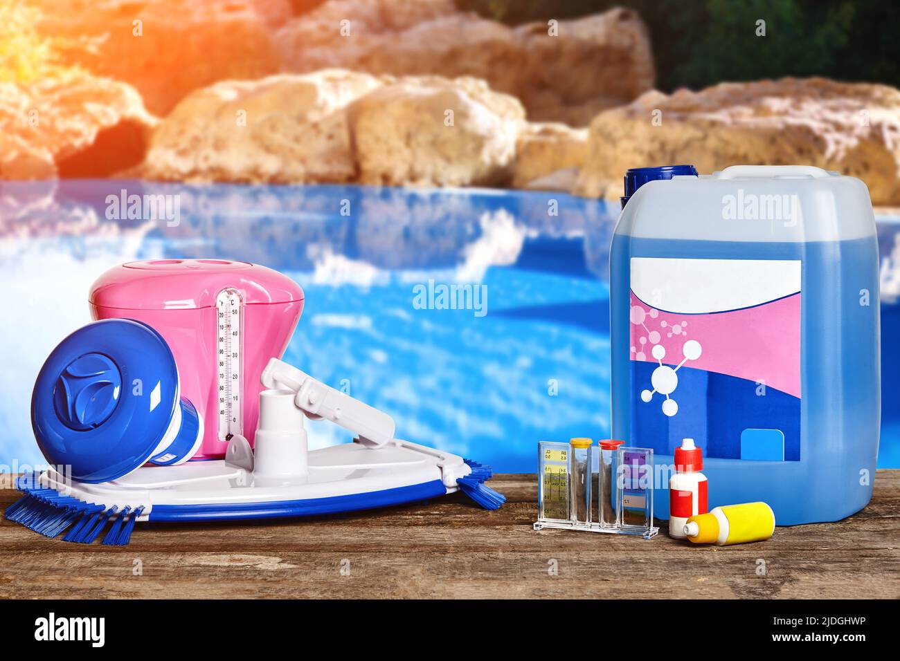 Equipment with chemical cleaning products and tools for the maintenance ...