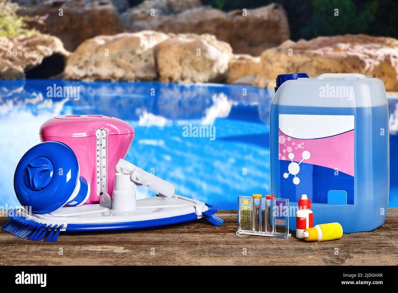 Equipment with chemical cleaning products and tools for the maintenance ...