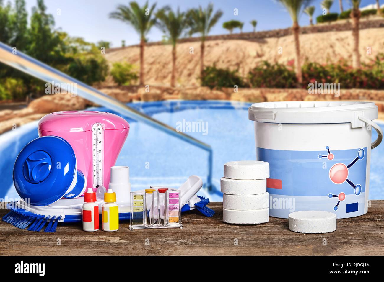 Equipment with chemical cleaning products and tools for the maintenance ...