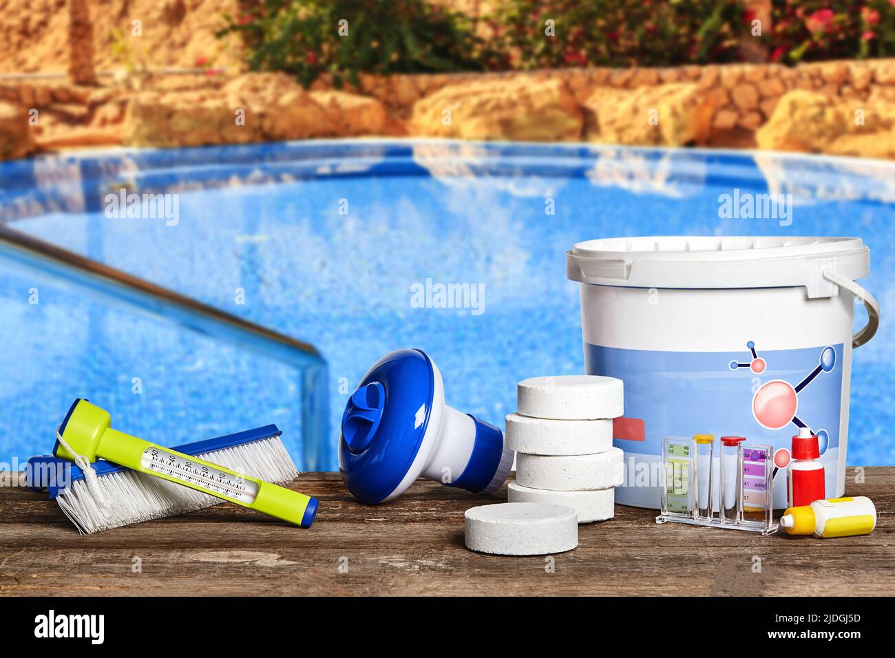 Equipment with chemical cleaning products and tools for the maintenance ...