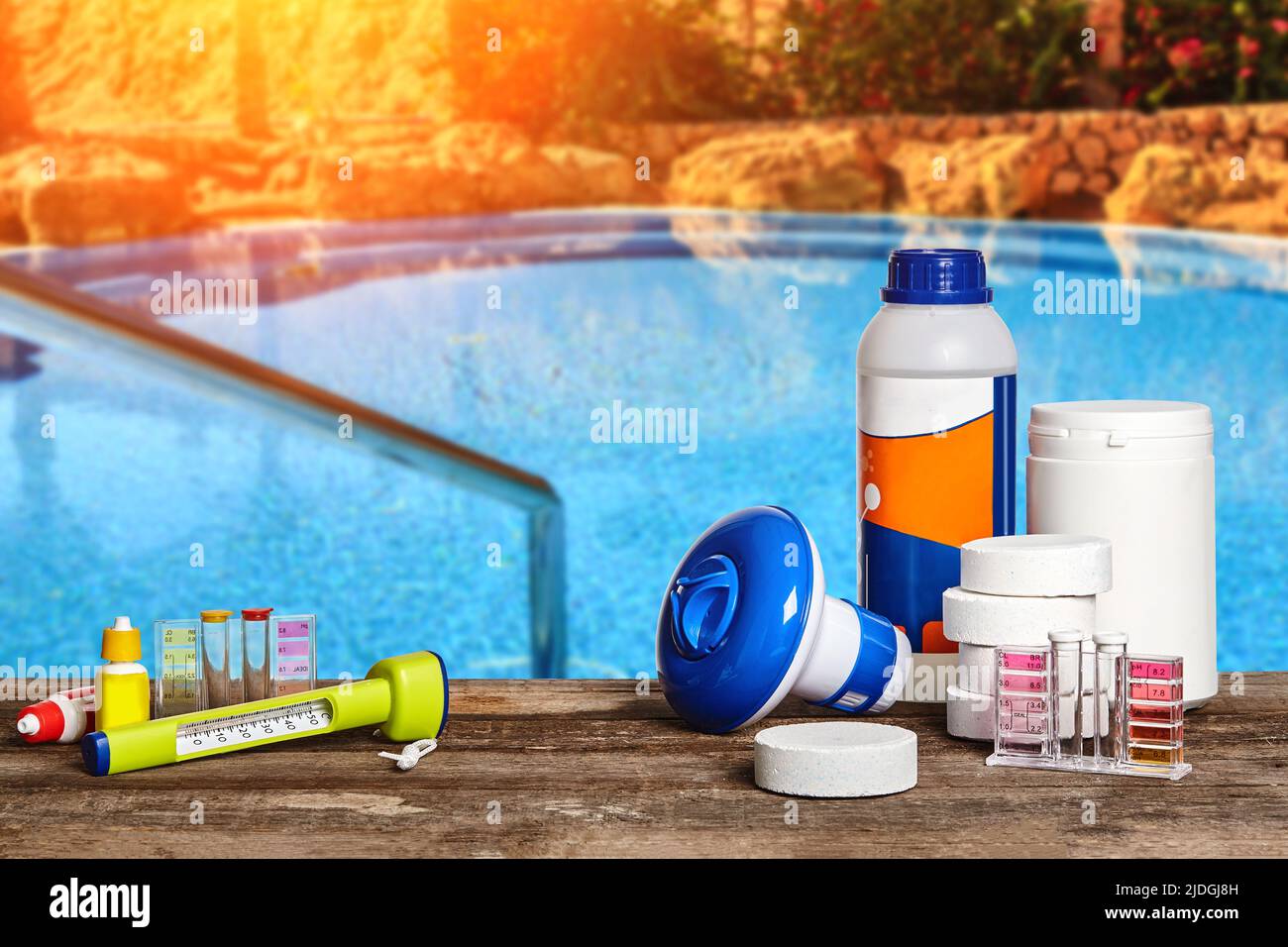 Equipment with chemical cleaning products and tools for the maintenance ...