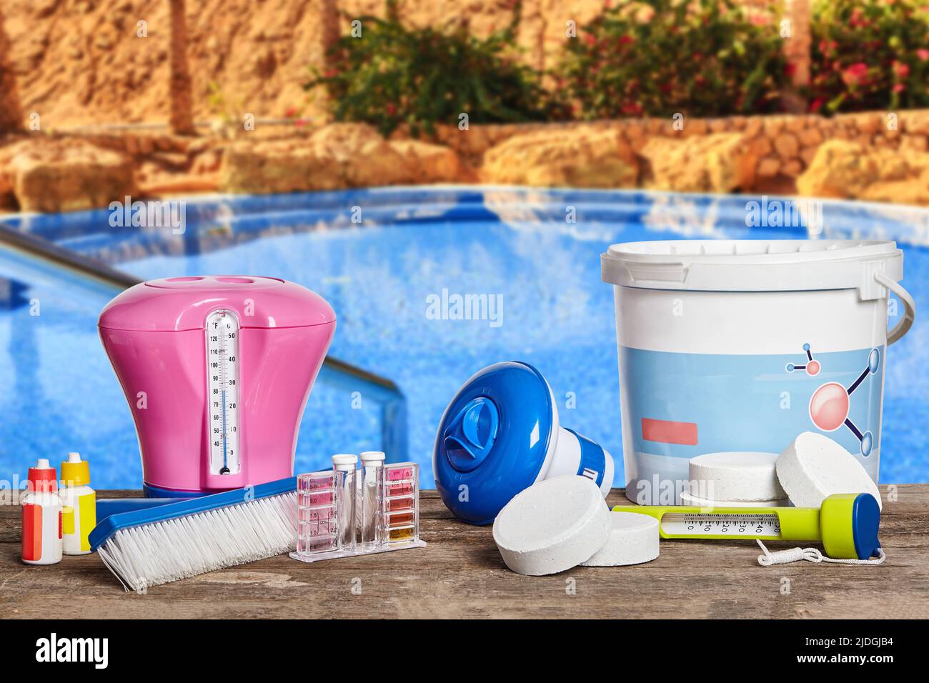 Equipment with chemical cleaning products and tools for the maintenance ...