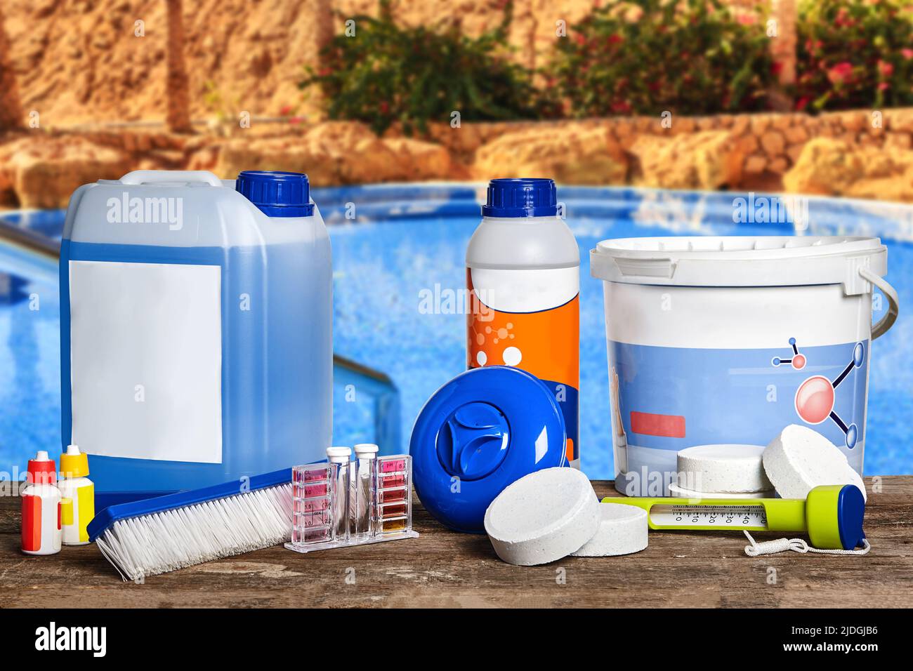 Equipment with chemical cleaning products and tools for the maintenance ...