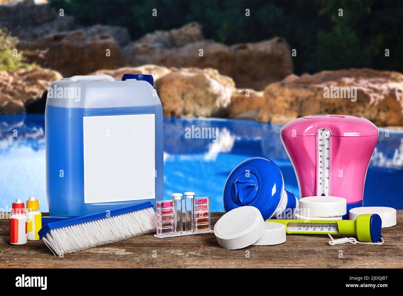 Equipment with chemical cleaning products and tools for the maintenance ...