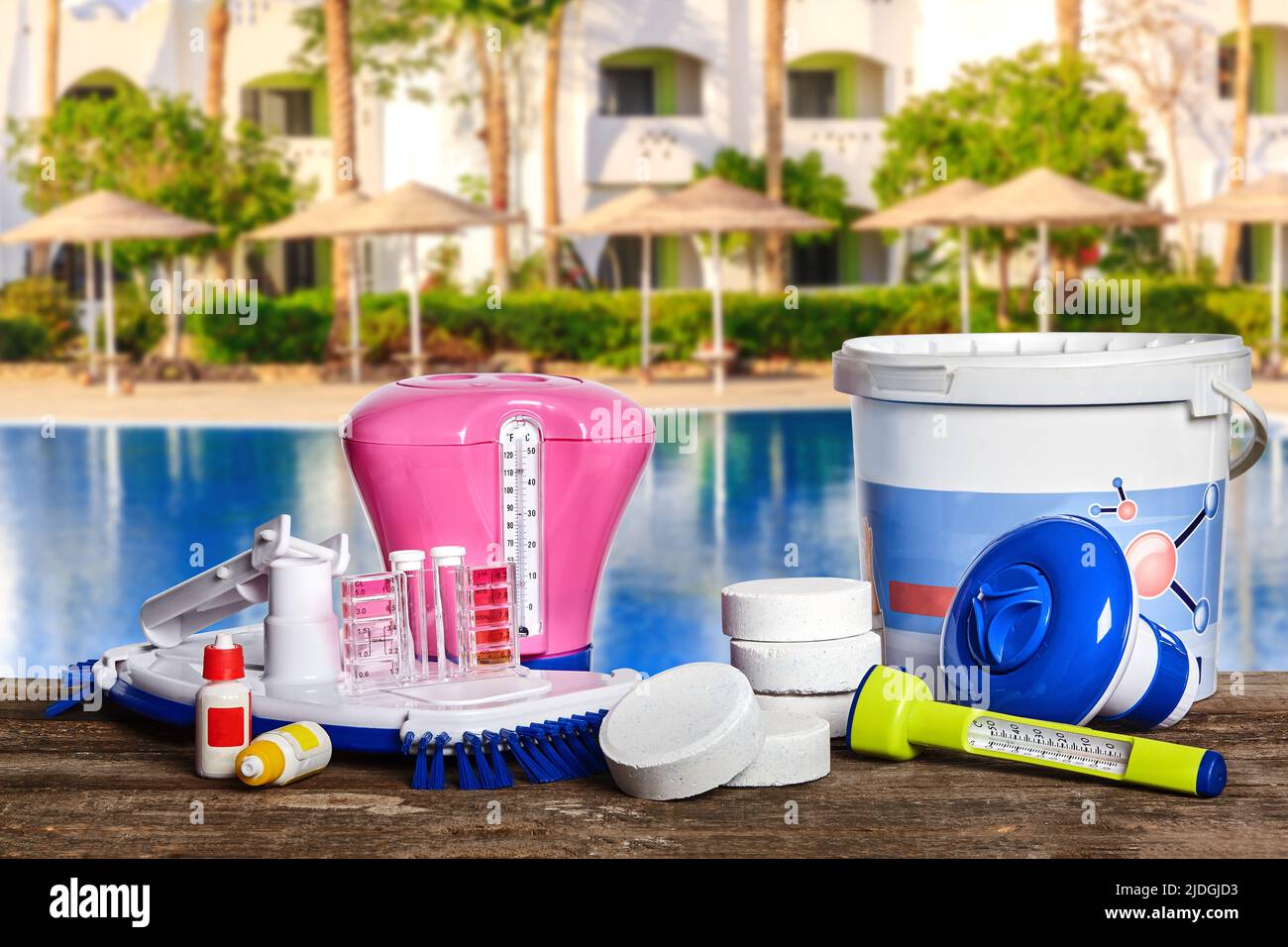 Equipment with chemical cleaning products and tools for the maintenance ...