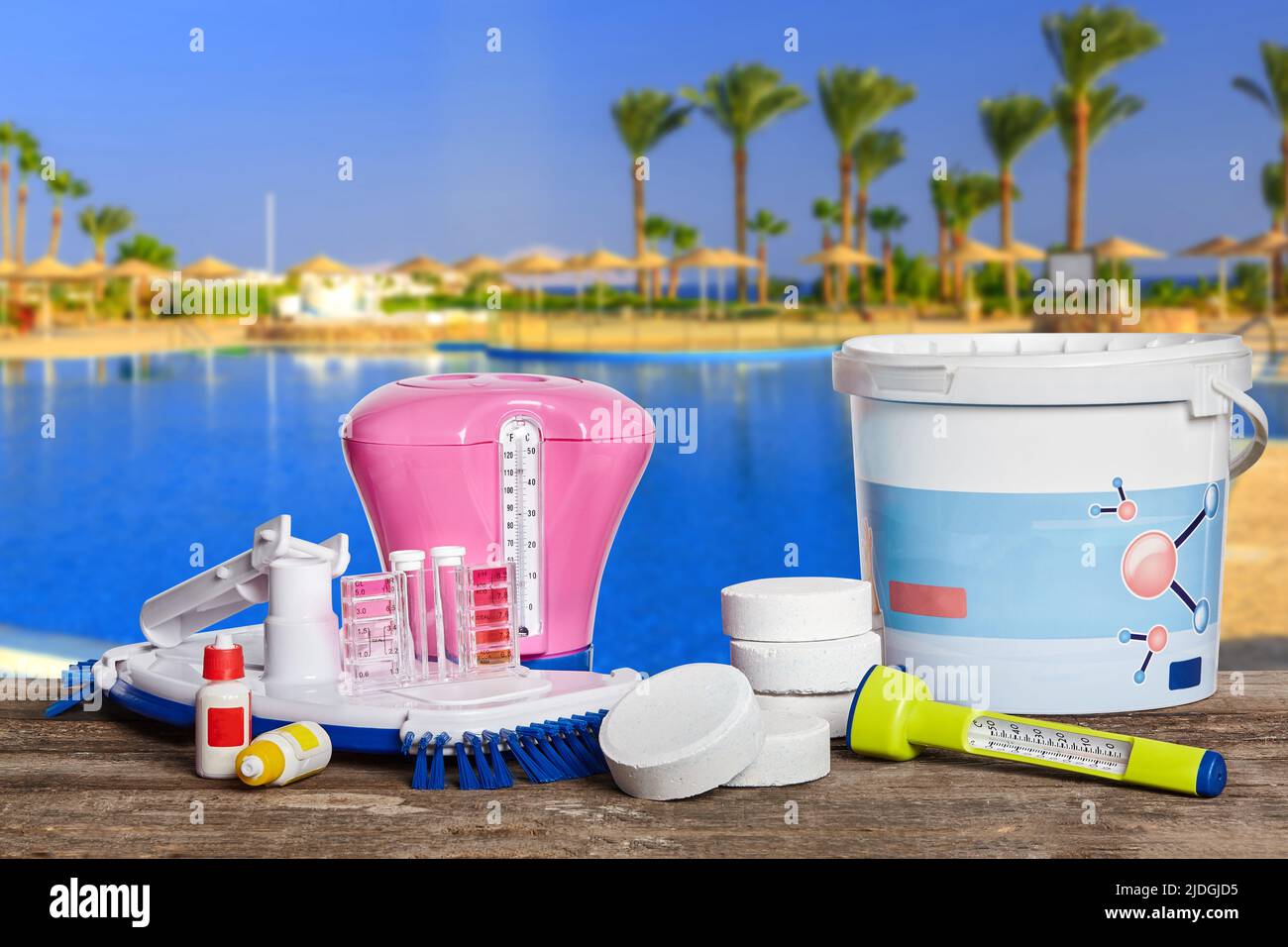 Equipment with chemical cleaning products and tools for the maintenance ...