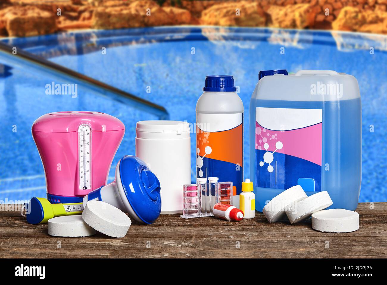 Equipment with chemical cleaning products and tools for the maintenance ...