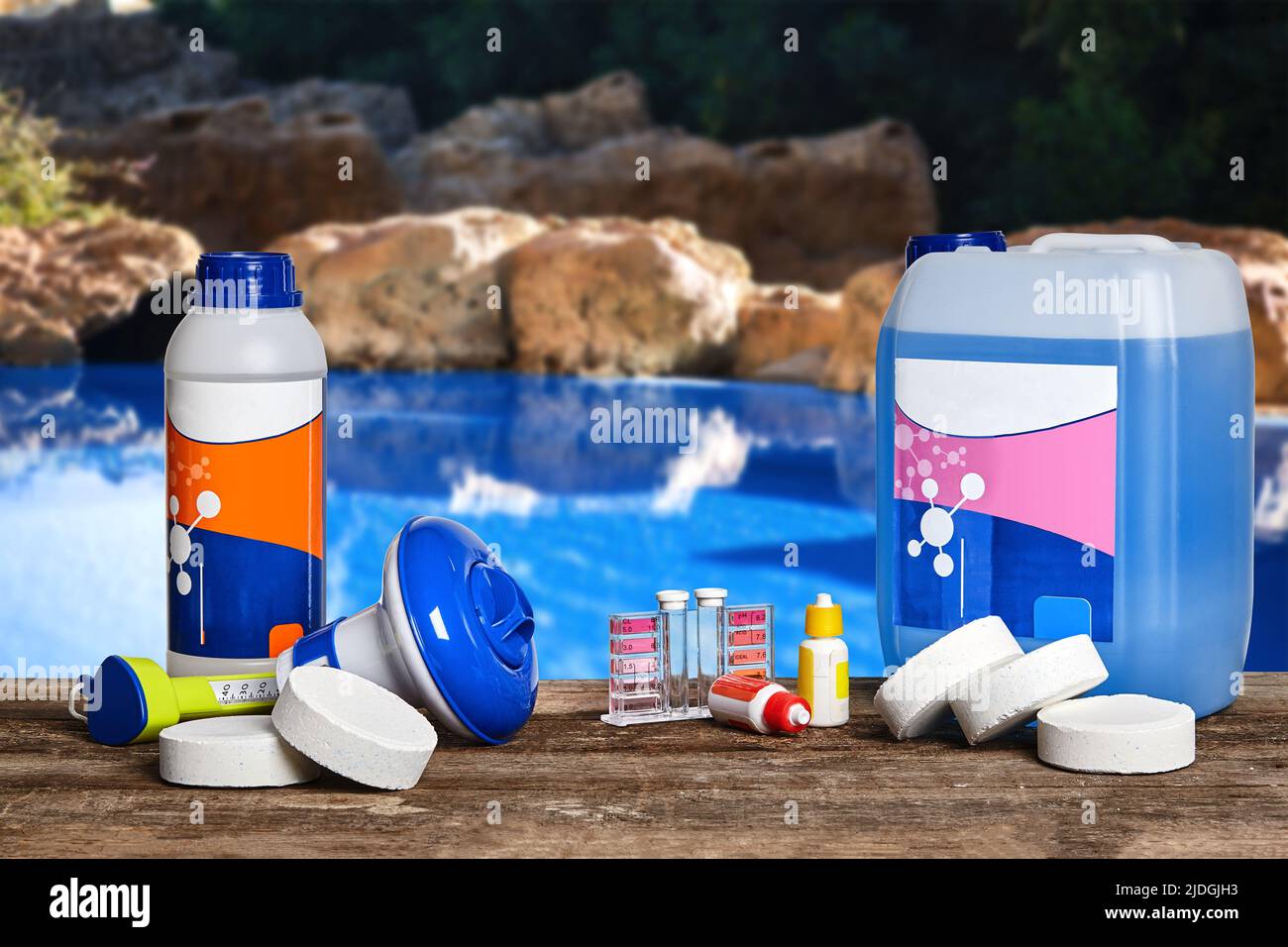 Equipment with chemical cleaning products and tools for the maintenance ...