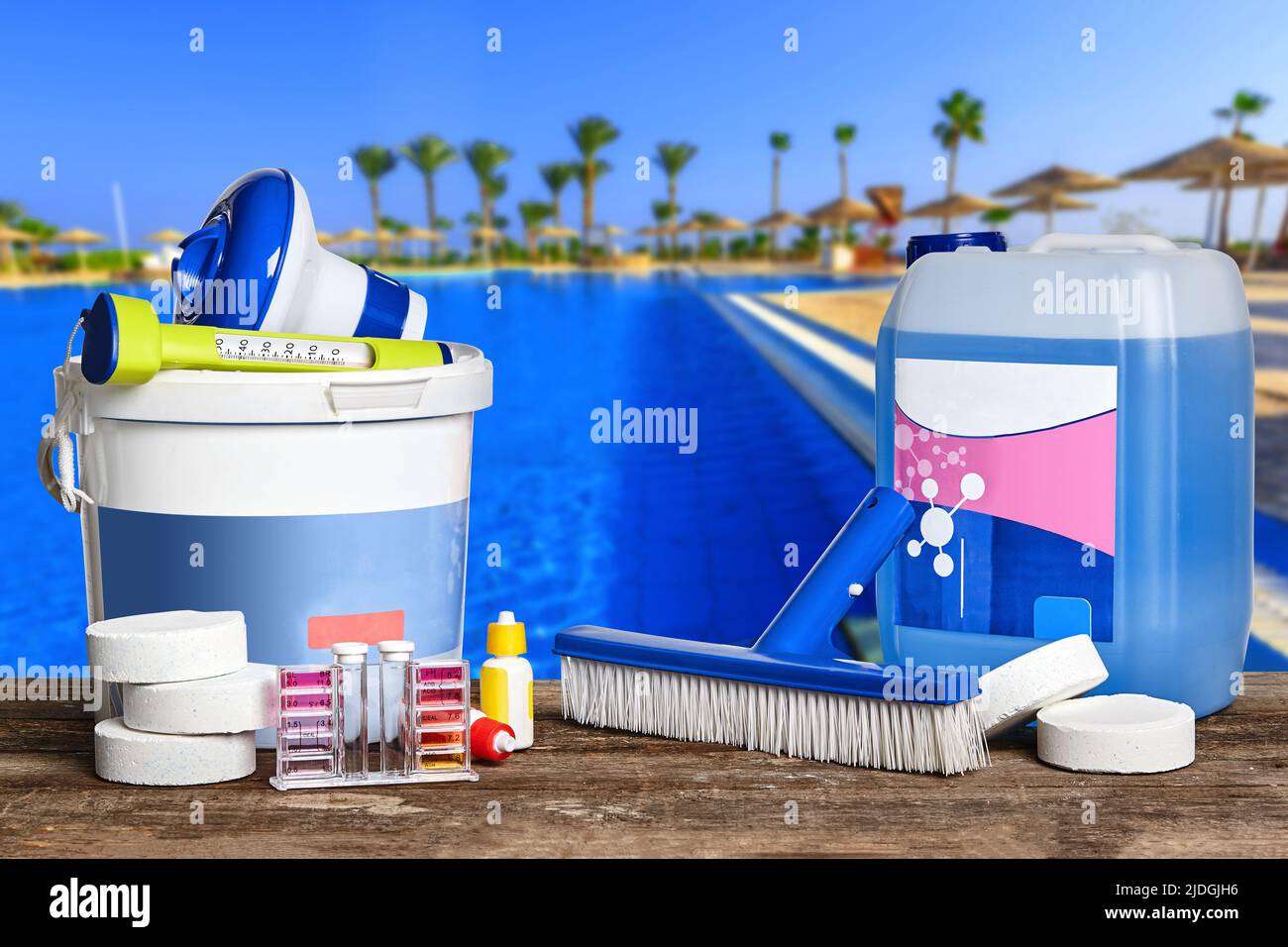 Equipment with chemical cleaning products and tools for the maintenance ...