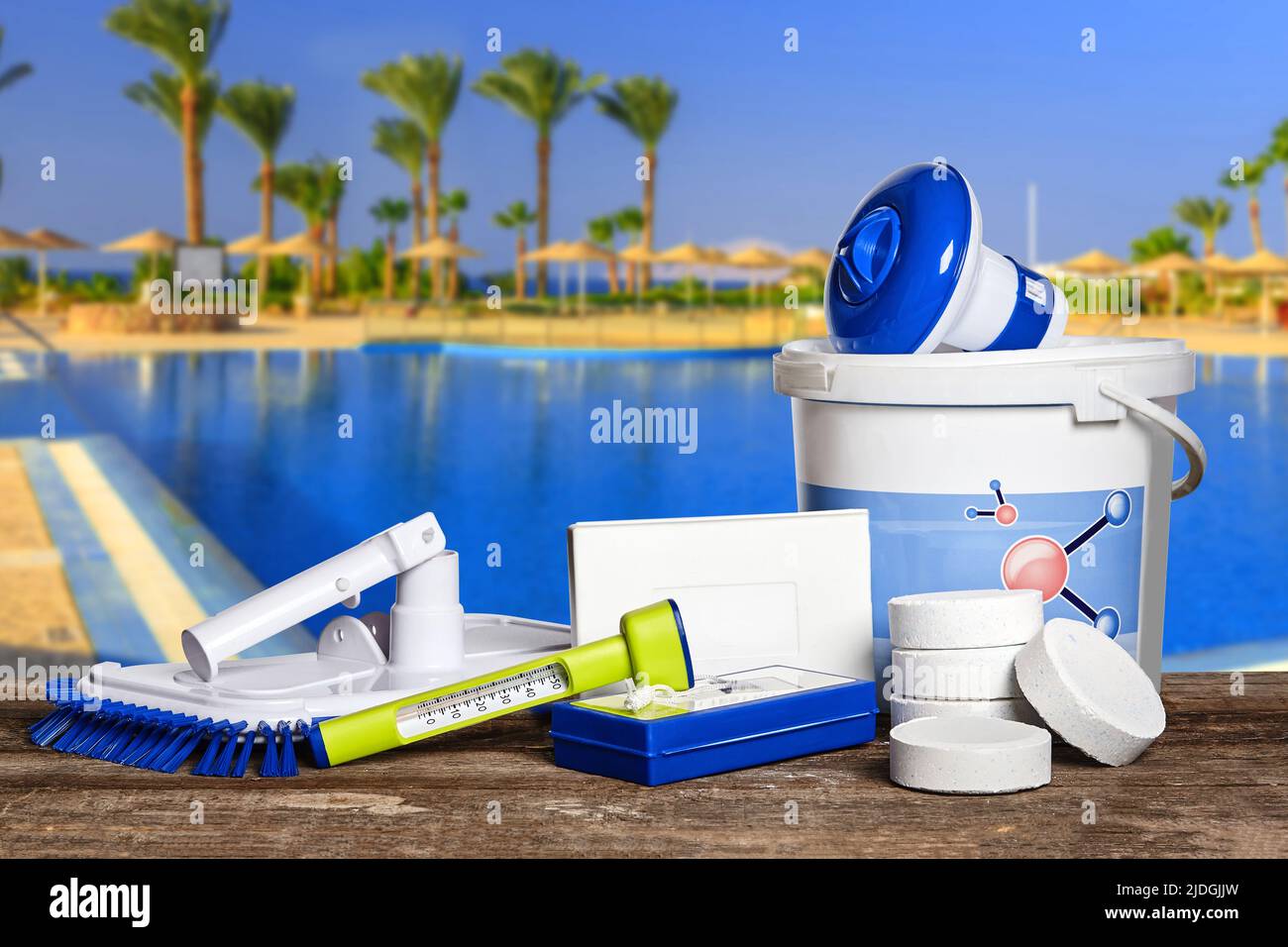 Equipment with chemical cleaning products and tools for the maintenance ...