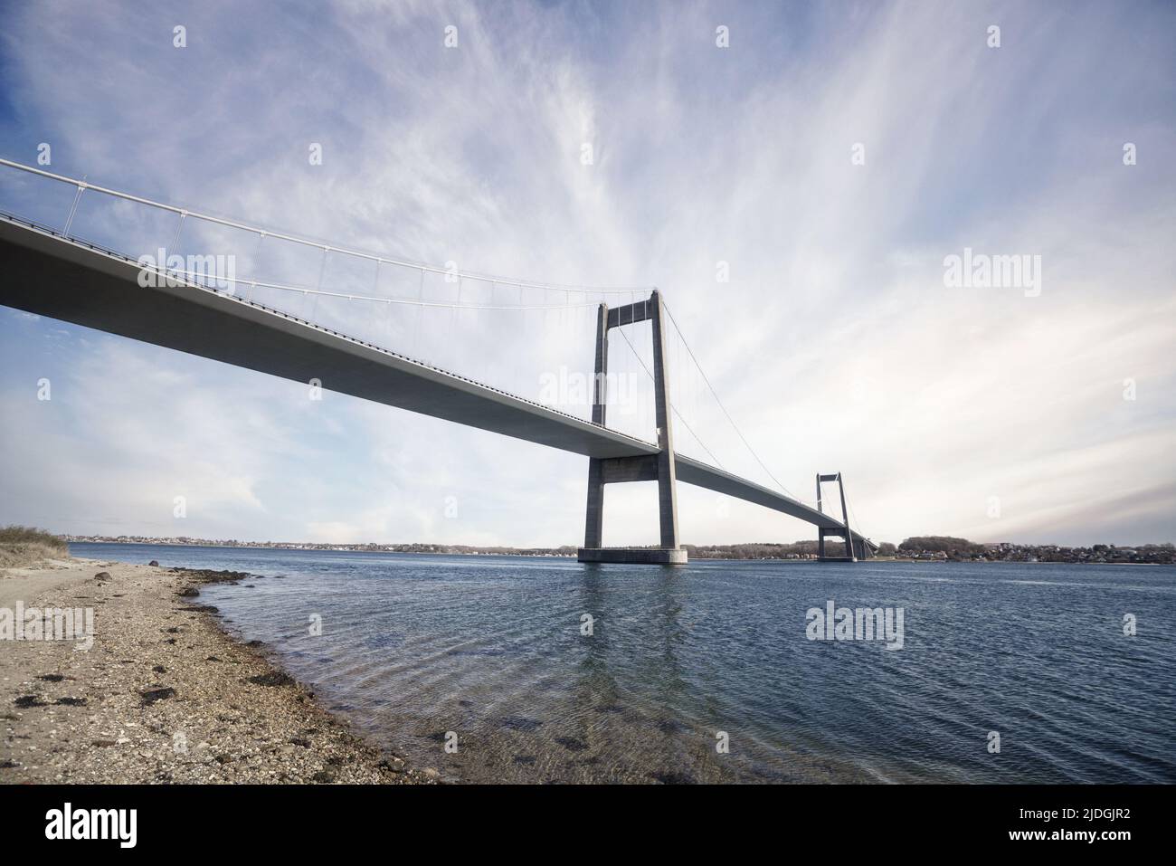 Long bridg linking two citites in Denmark in cloudy weather Stock Photo ...