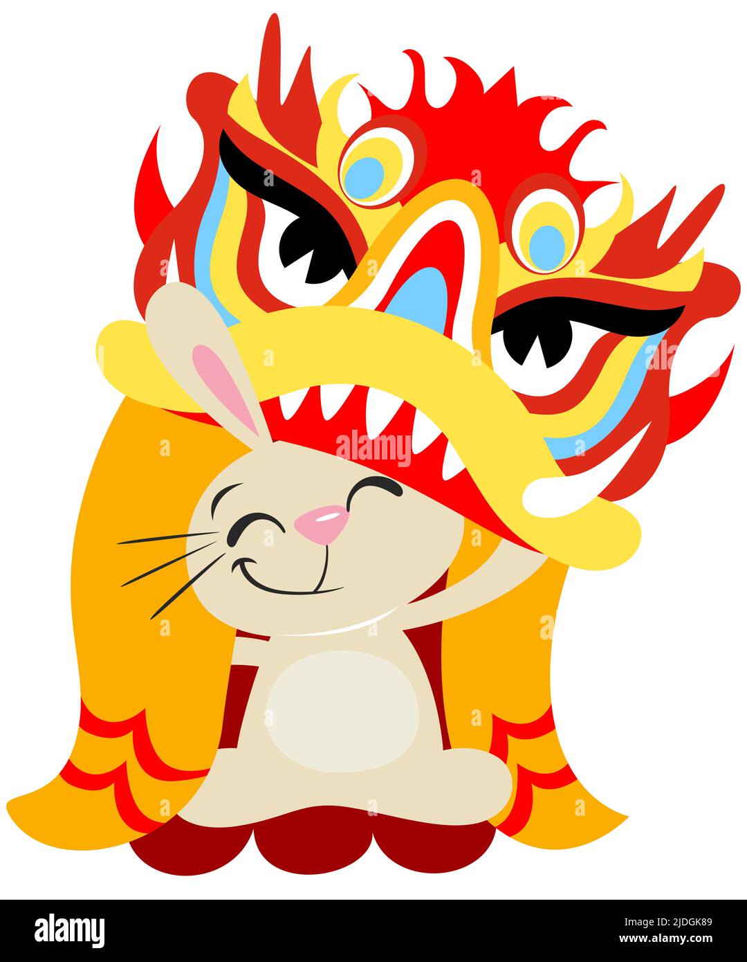 Cute chinese zodiac rabbit wearing dragon costume Stock Photo - Alamy