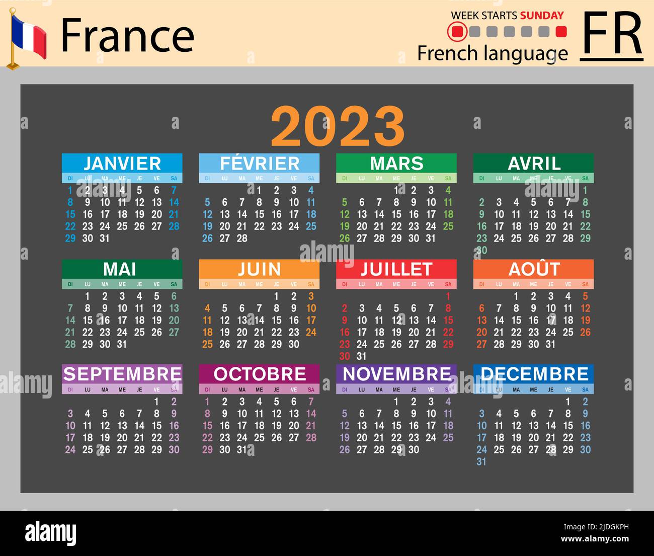 2023 french calendar hi-res stock photography and images - Alamy