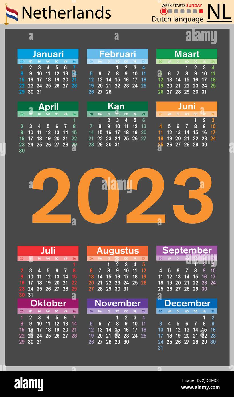Dutch vertical pocket calendar for 2023 (two thousand twenty three ...