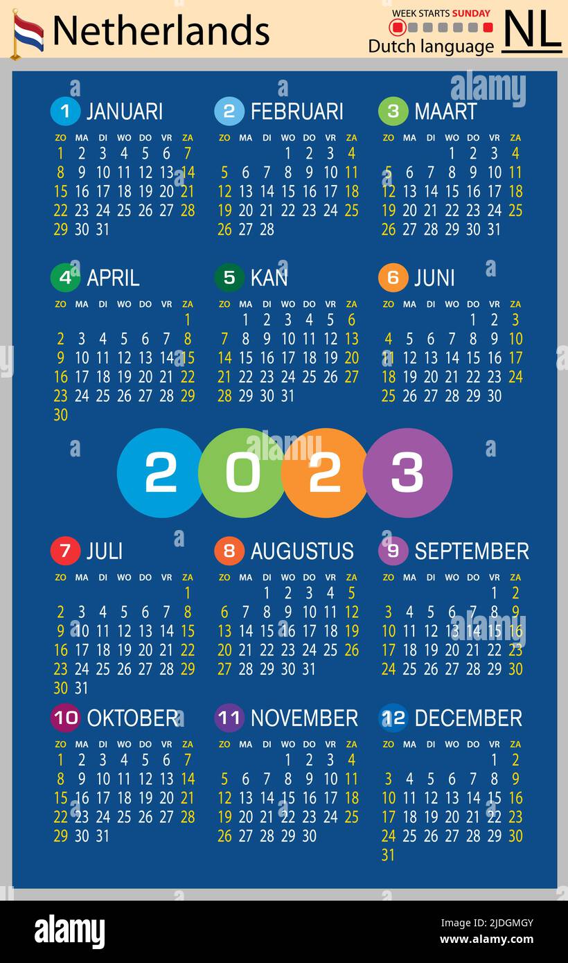 Dutch vertical pocket calendar for 2023 (two thousand twenty three ...