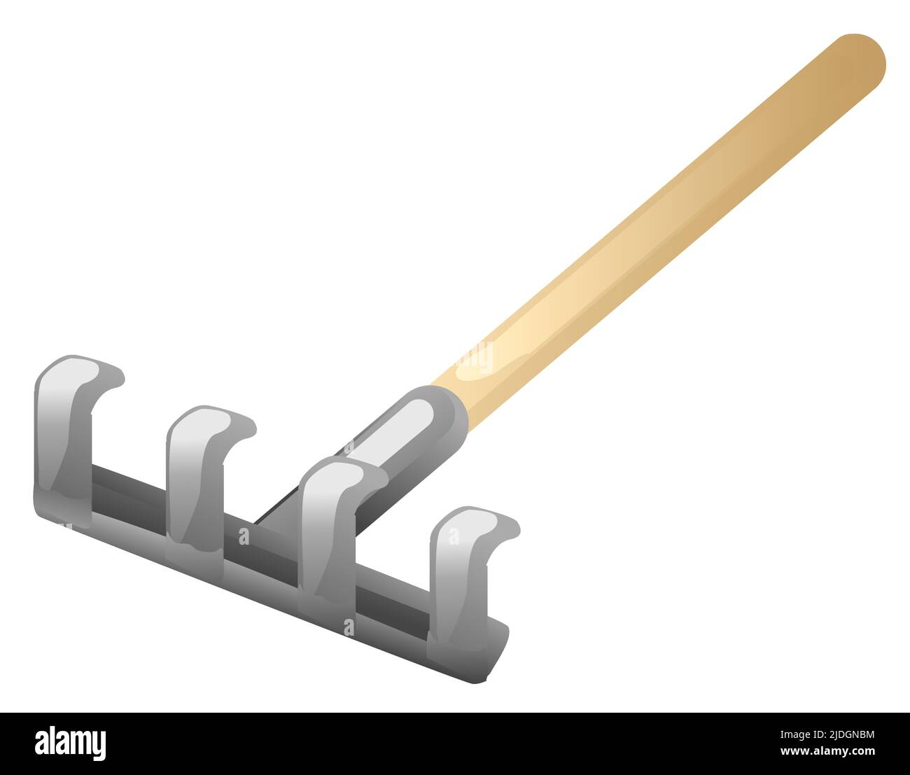 Rake simple lying cartoon color vector illustration, horizontal, over ...