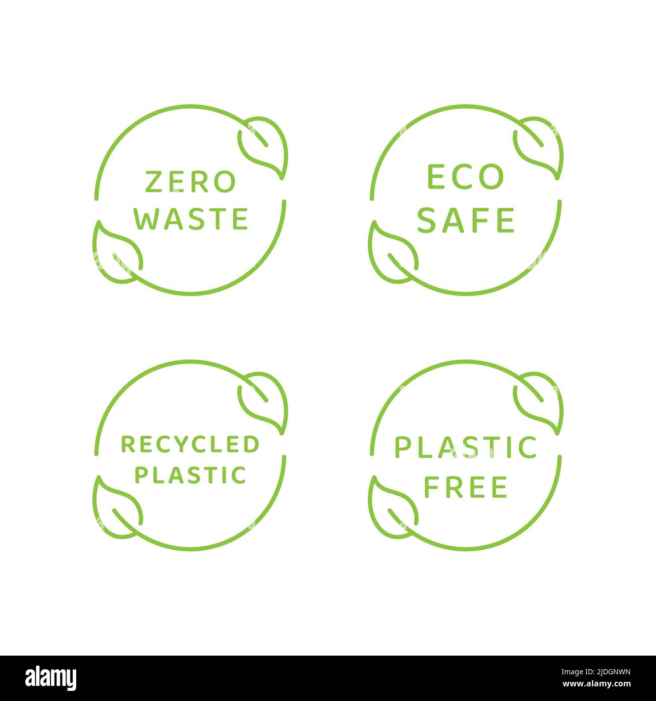Eco safe, zero waste and recycled material. Vector label set, plastic ...