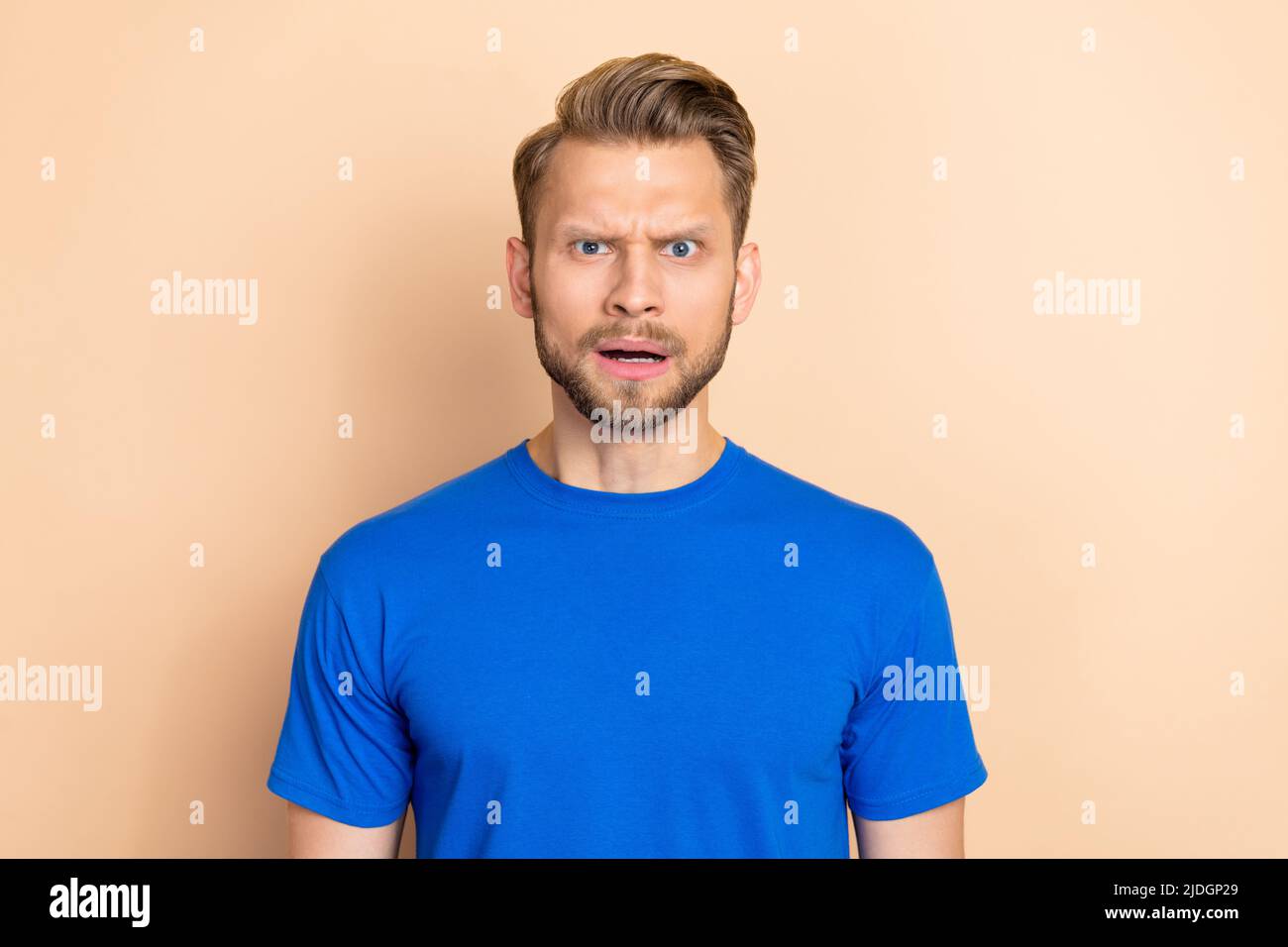 Photo of young angry guy crazy astonished problem mistake stressed ...