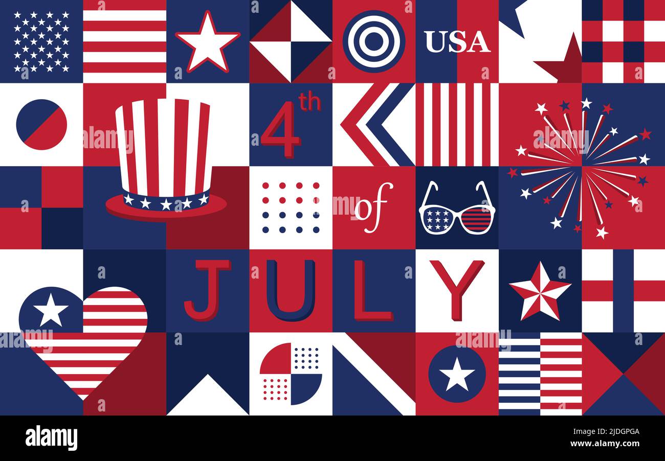 Happy 4th of July USA Abstract Independence Day banner. American ...