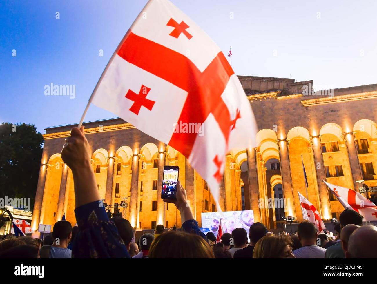 Tbilisi, Georgia - 20th June, 2022: People by georgian parliament on ...