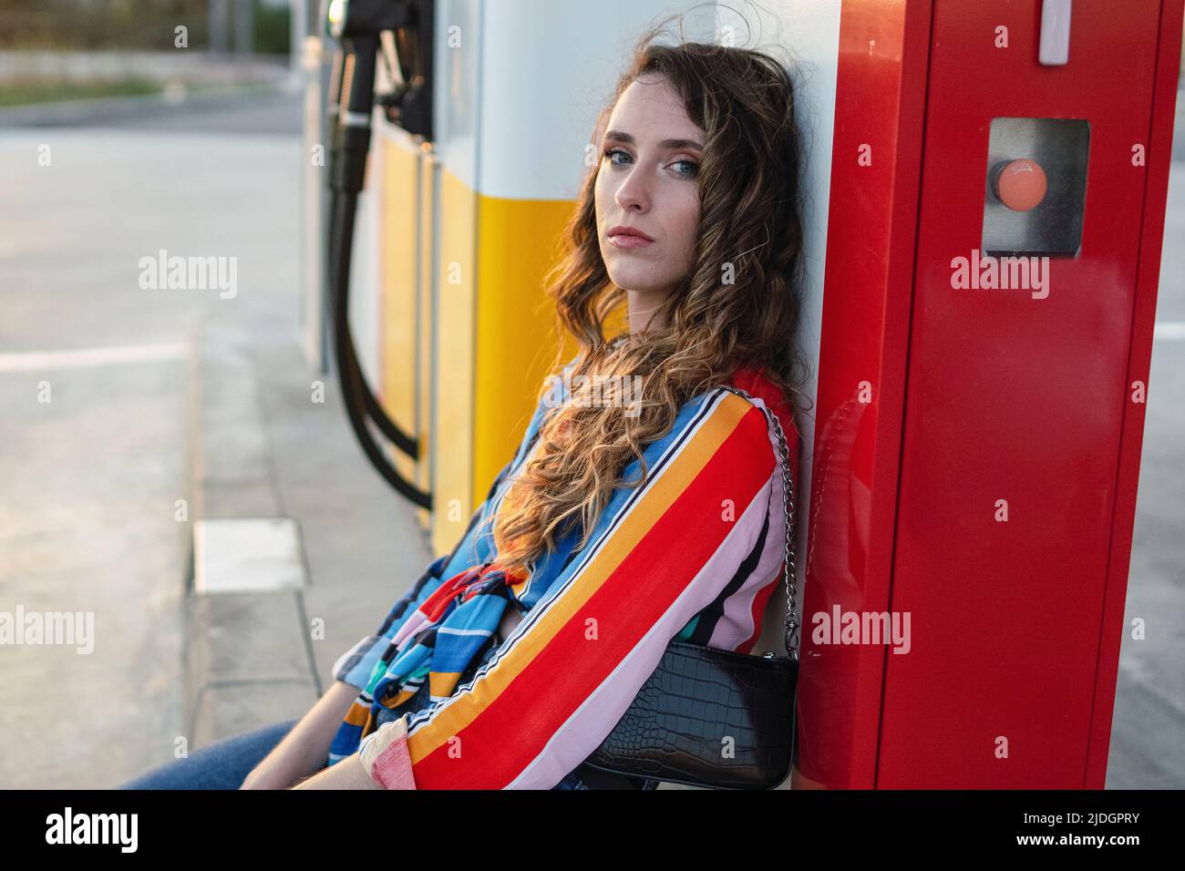 girl at the gas station Stock Photo - Alamy