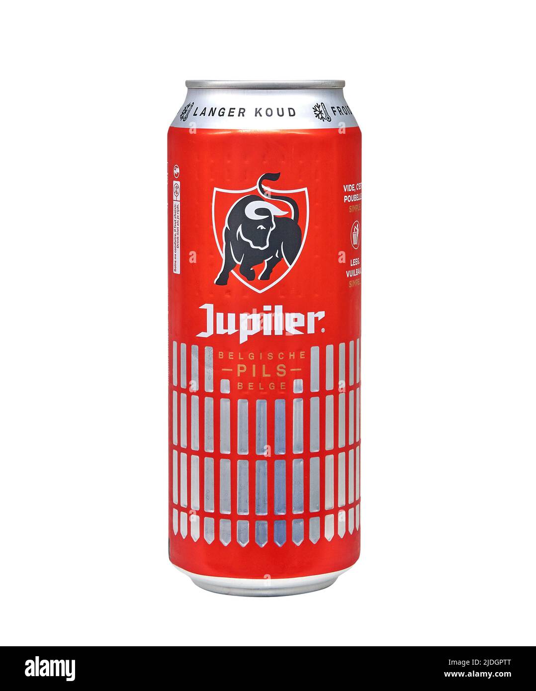 Brussels, Belgium - 17 June 2022; Tin can of Jupiler belgian beer ...