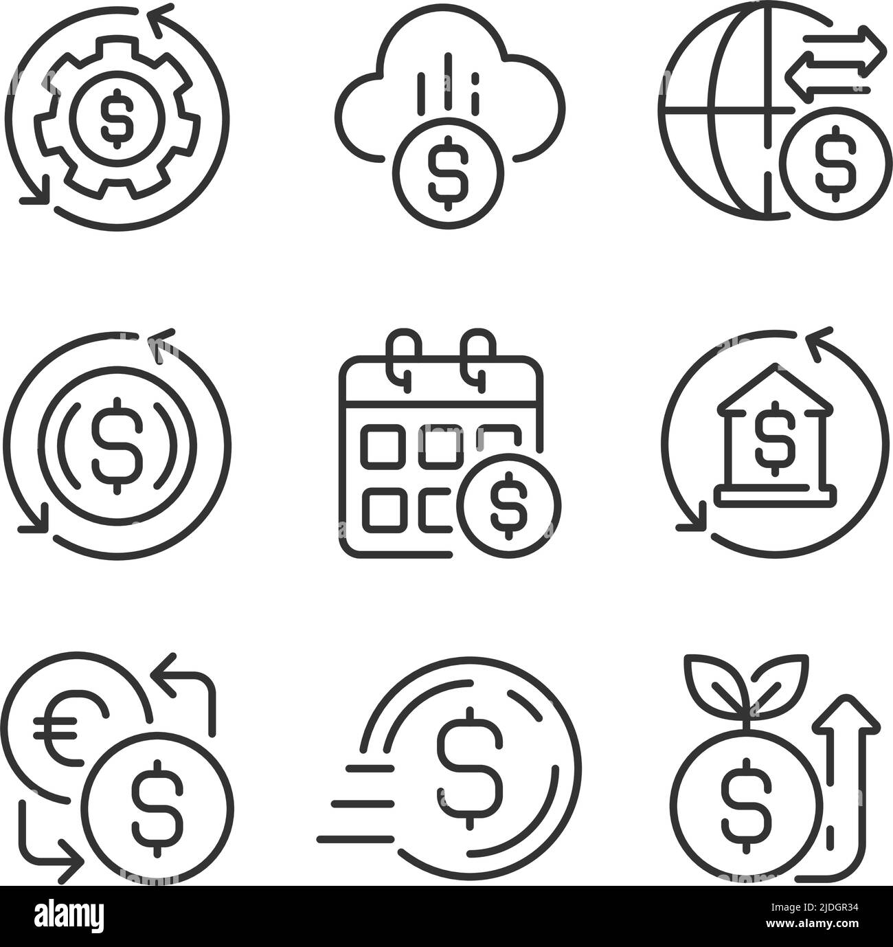 Financial operations pixel perfect linear icons set Stock Vector Image ...