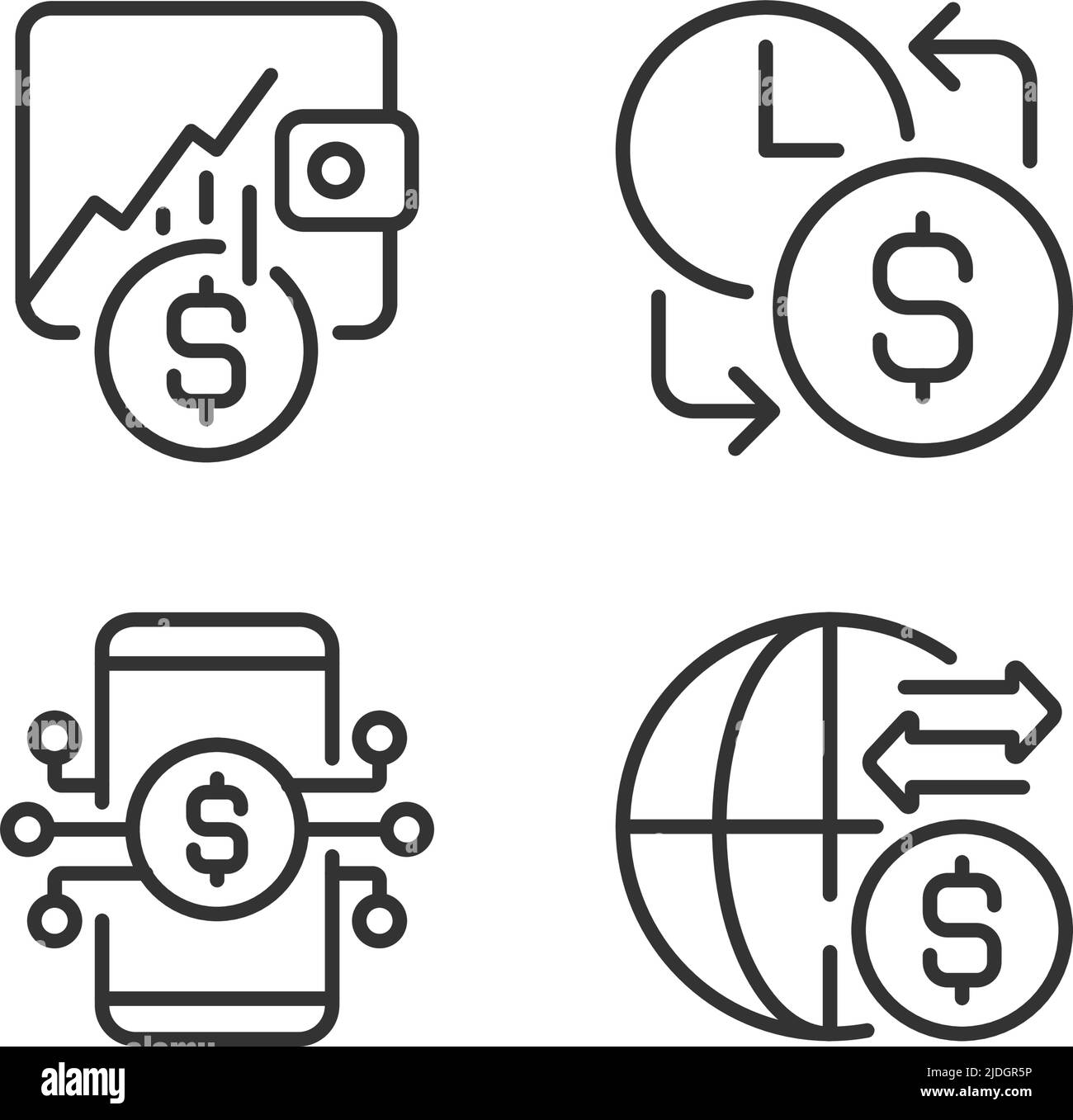 Daily cash flow pixel perfect linear icons set Stock Vector Image & Art ...