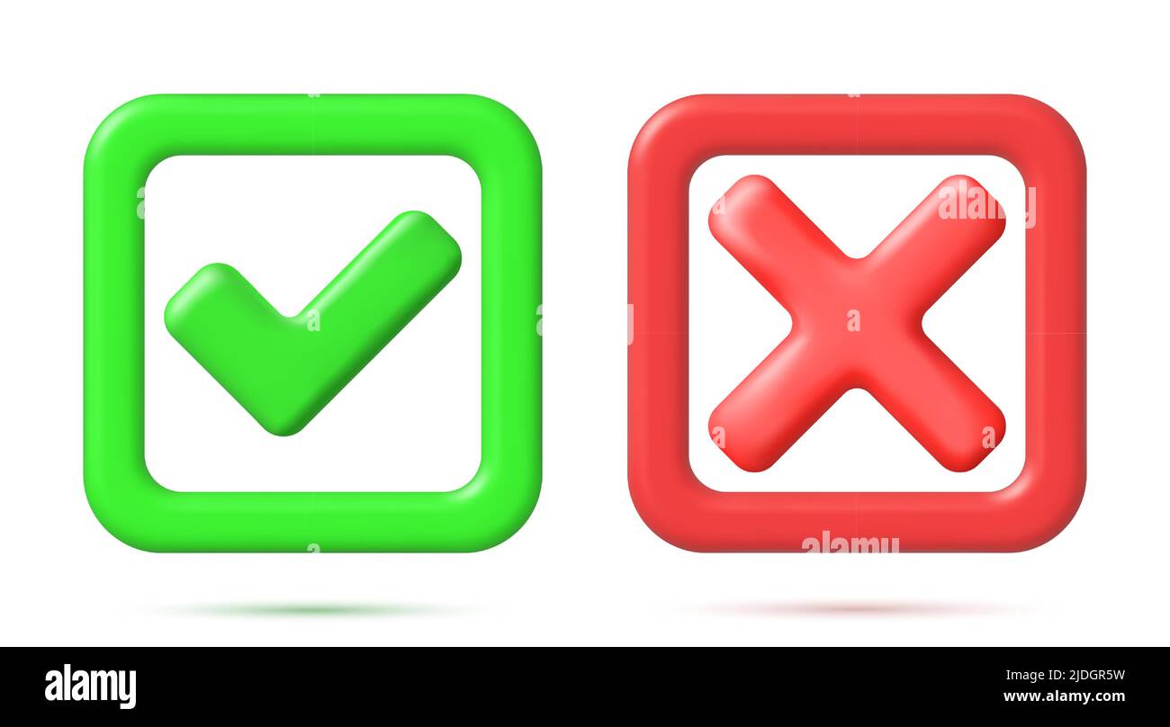 3D Right and Wrong Button in Square Shape Stock Vector Image & Art - Alamy