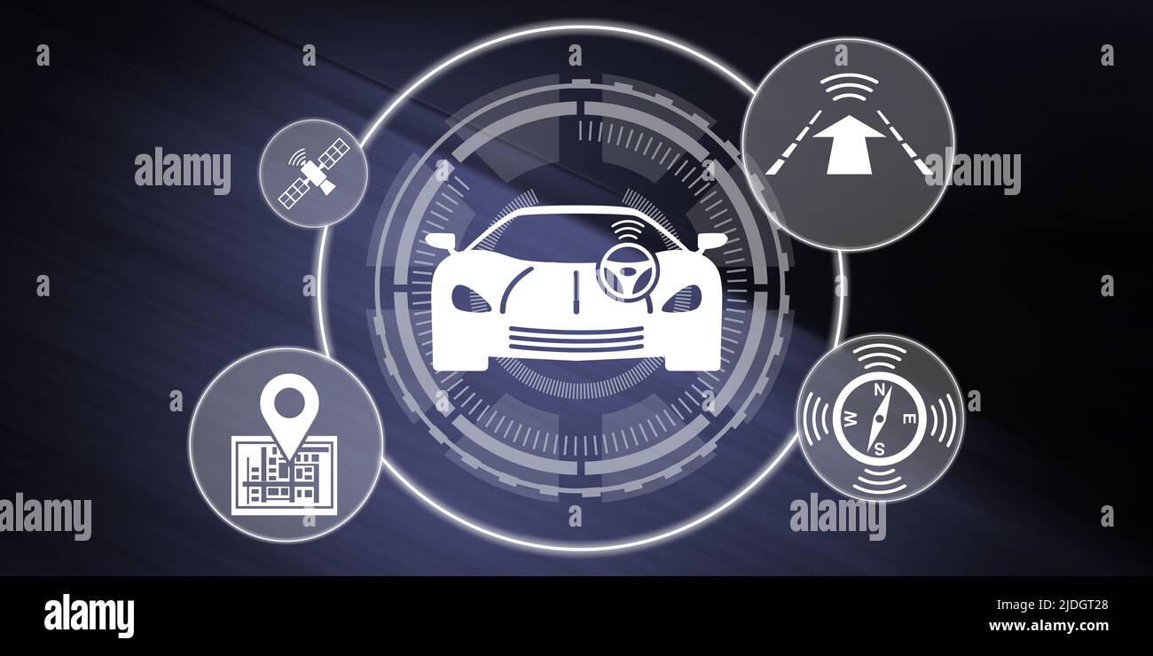 Illustration of a driverless car concept Stock Photo - Alamy