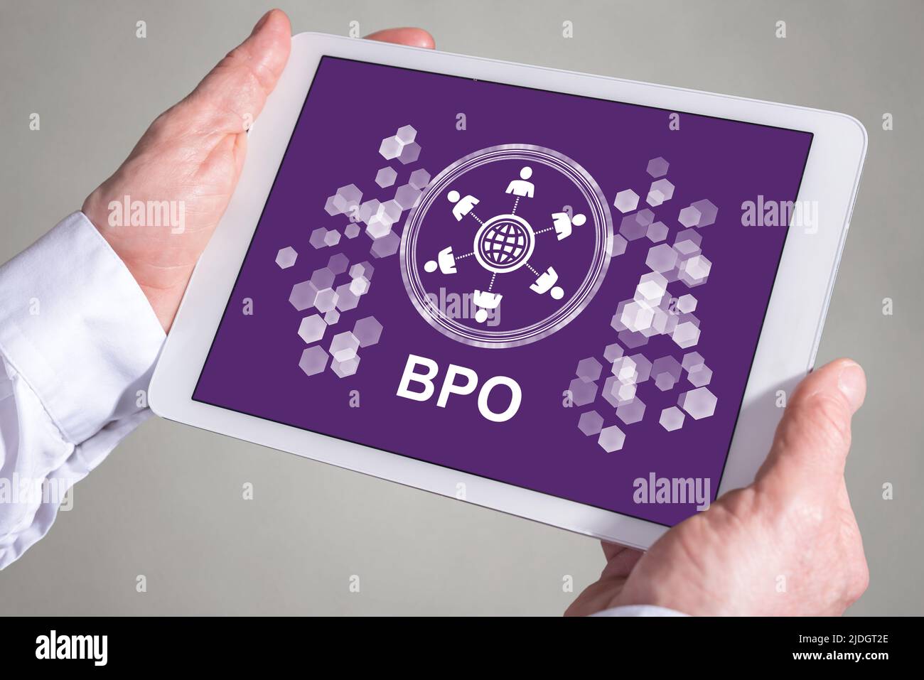 Tablet screen displaying a bpo concept Stock Photo - Alamy