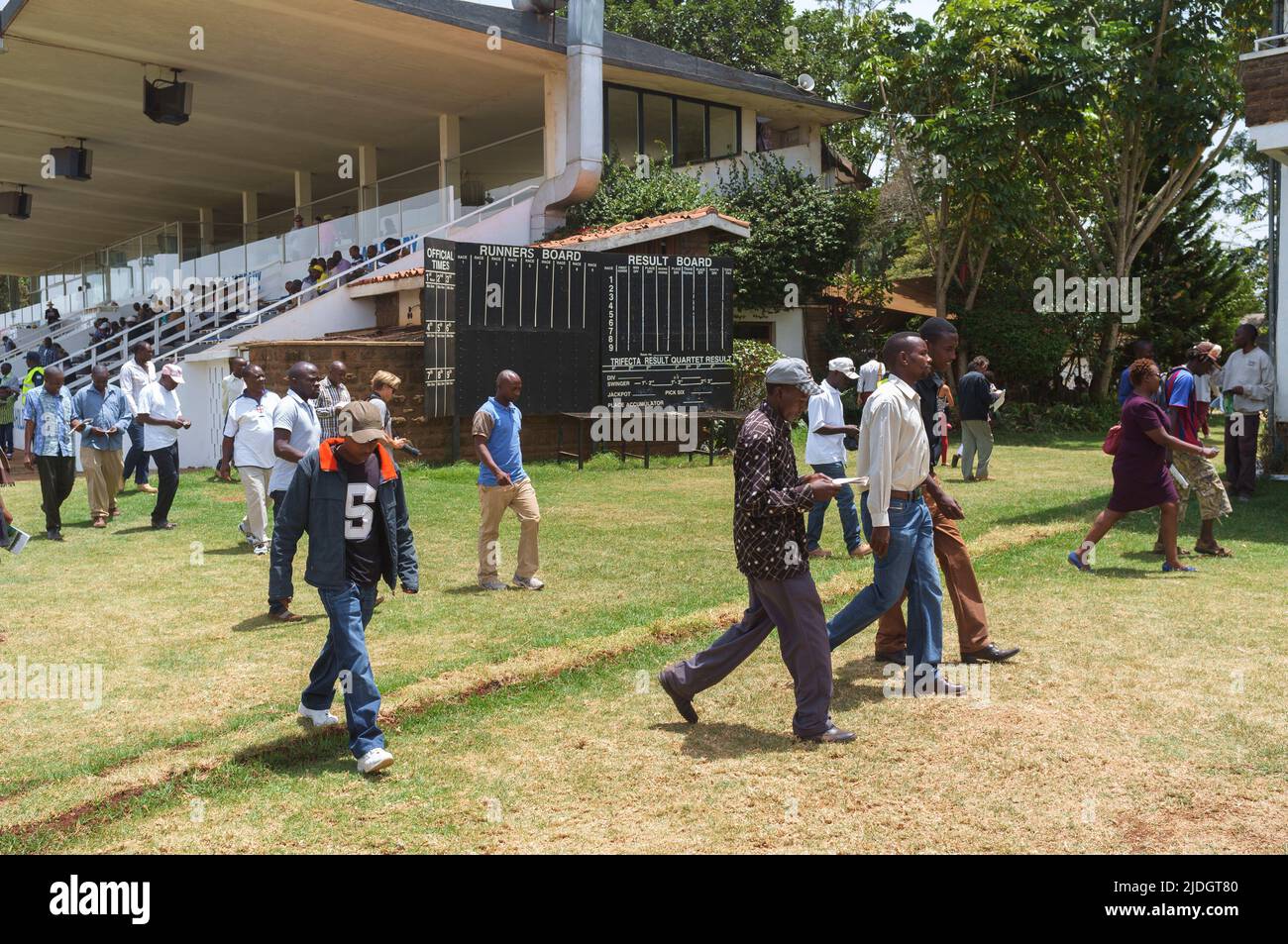 Spectators at a horse racing meet, Ngong Racecourse, Ngong Road ...