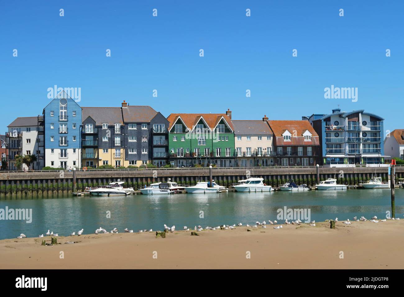 Littlehampton, West Sussex, UK. Recently developed waterfront housing ...