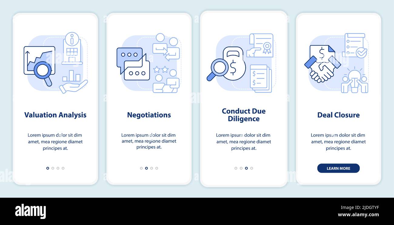 Stages of merger light blue onboarding mobile app screen Stock Vector Image & Art - Alamy
