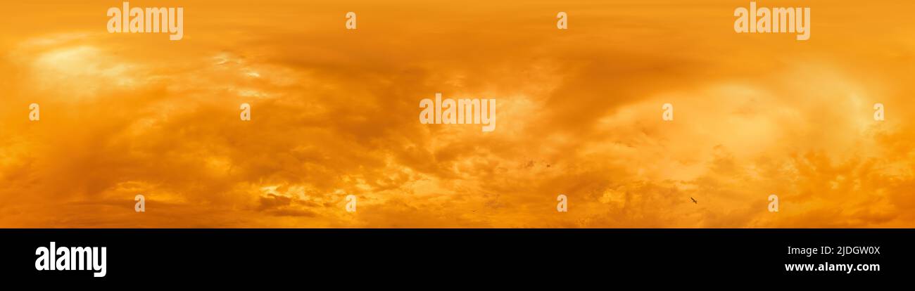 A red burning overcast sunset sky panorama. Hdr seamless spherical ...