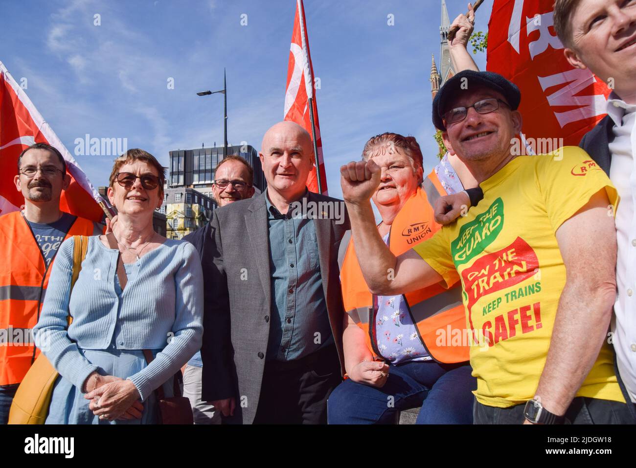 London, UK. 21st June 2022. RMT union general secretary Mick Lynch ...