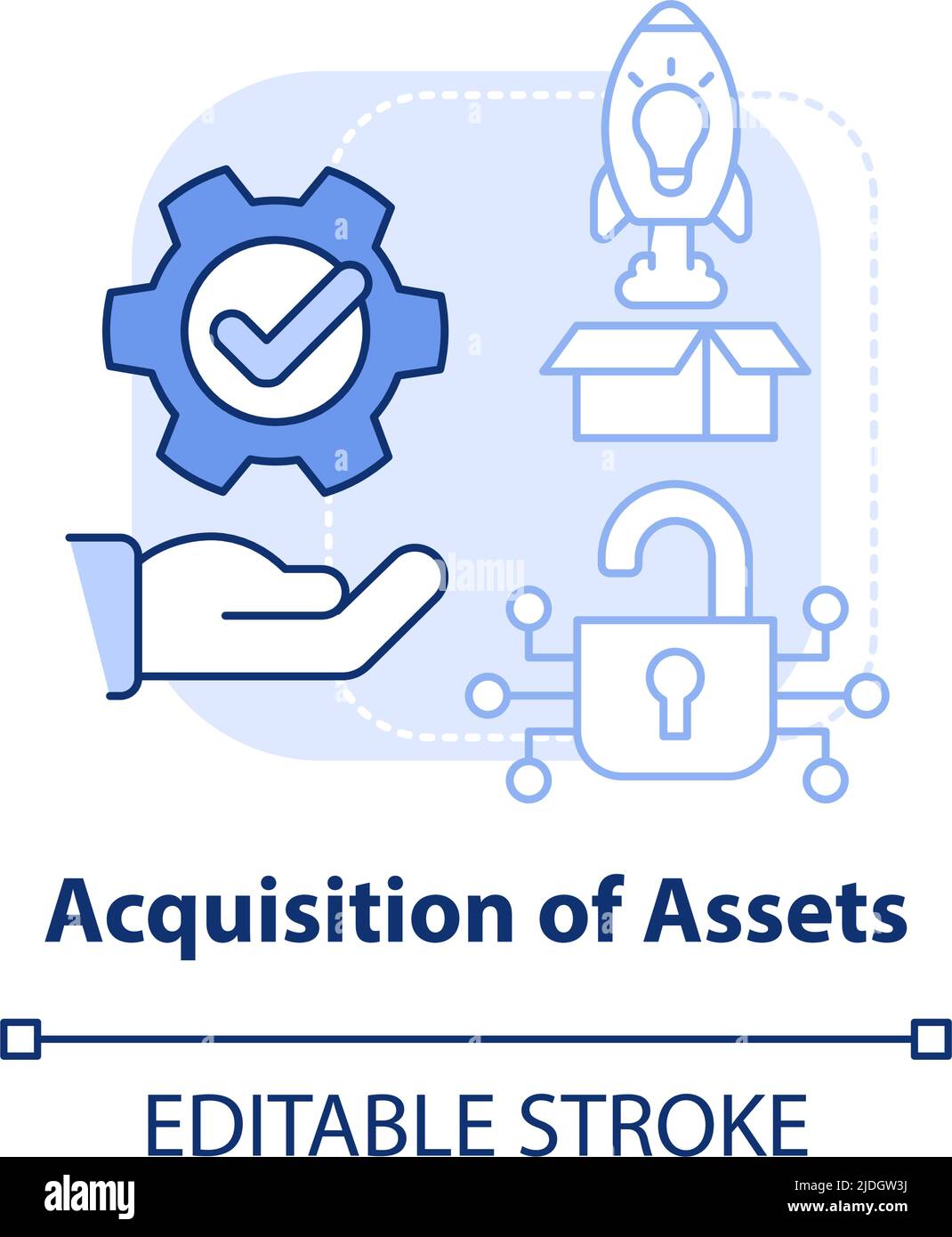 Acquisition of assets light blue concept icon Stock Vector Image & Art ...
