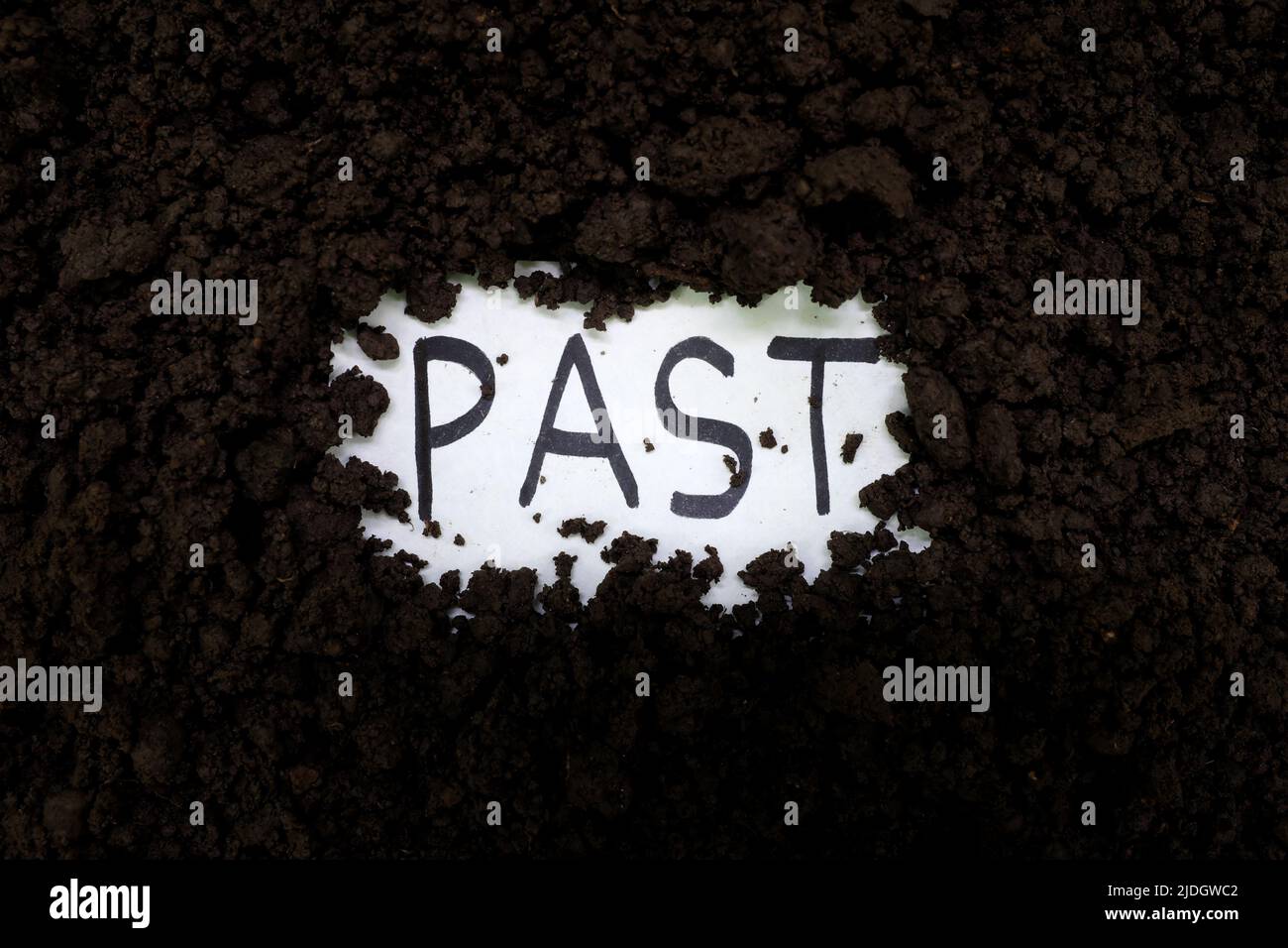Bury and forget the past, moving on and dark past concept. Written word ...