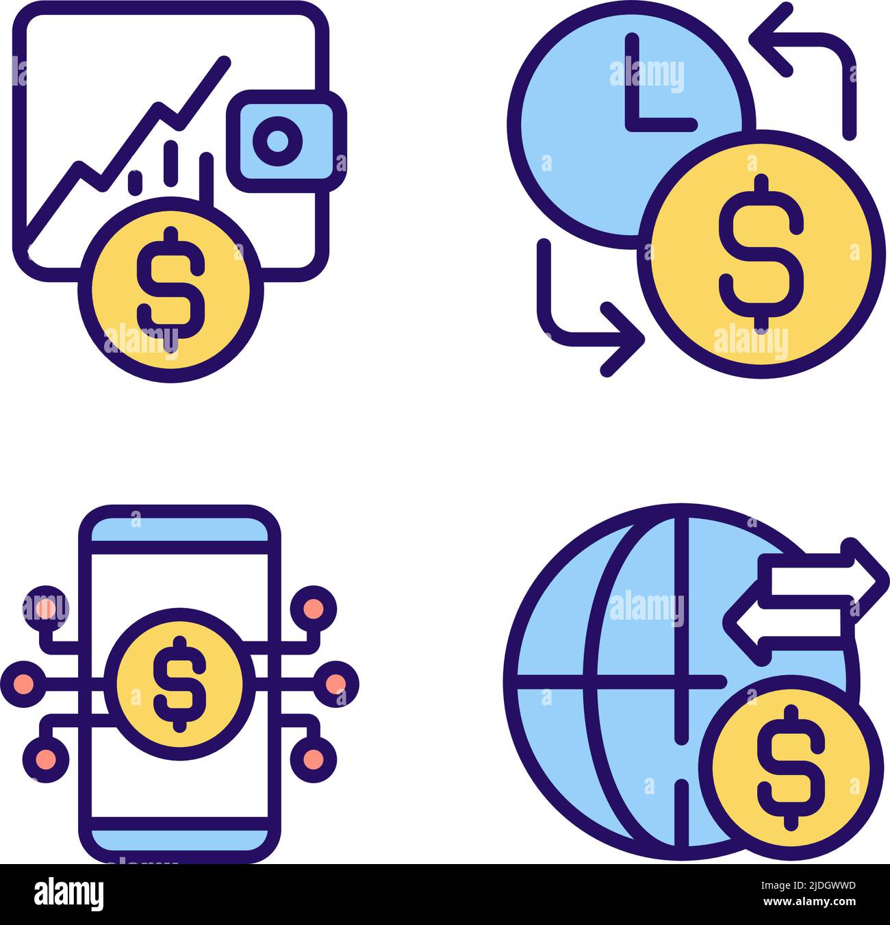 Cash flow icon set hi-res stock photography and images - Alamy