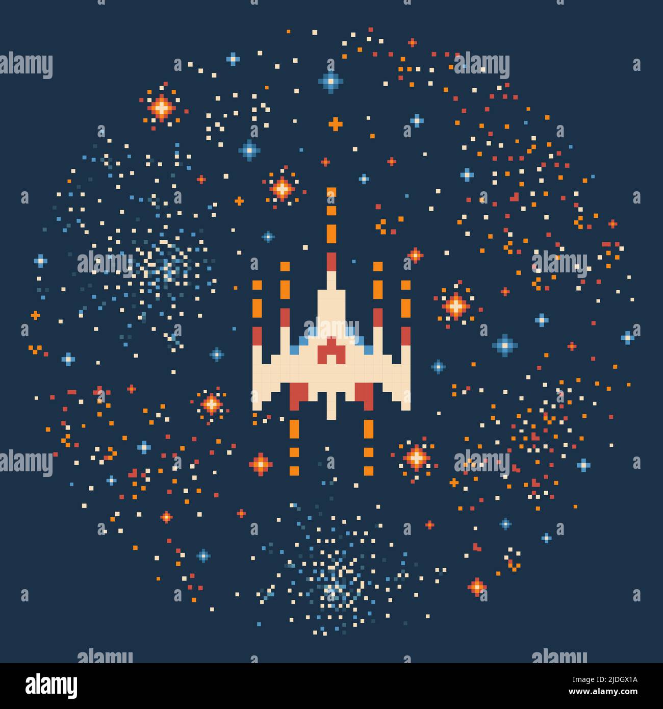 8 bit Pixel Art Spaceship in Outer Space Stock Vector Image & Art - Alamy