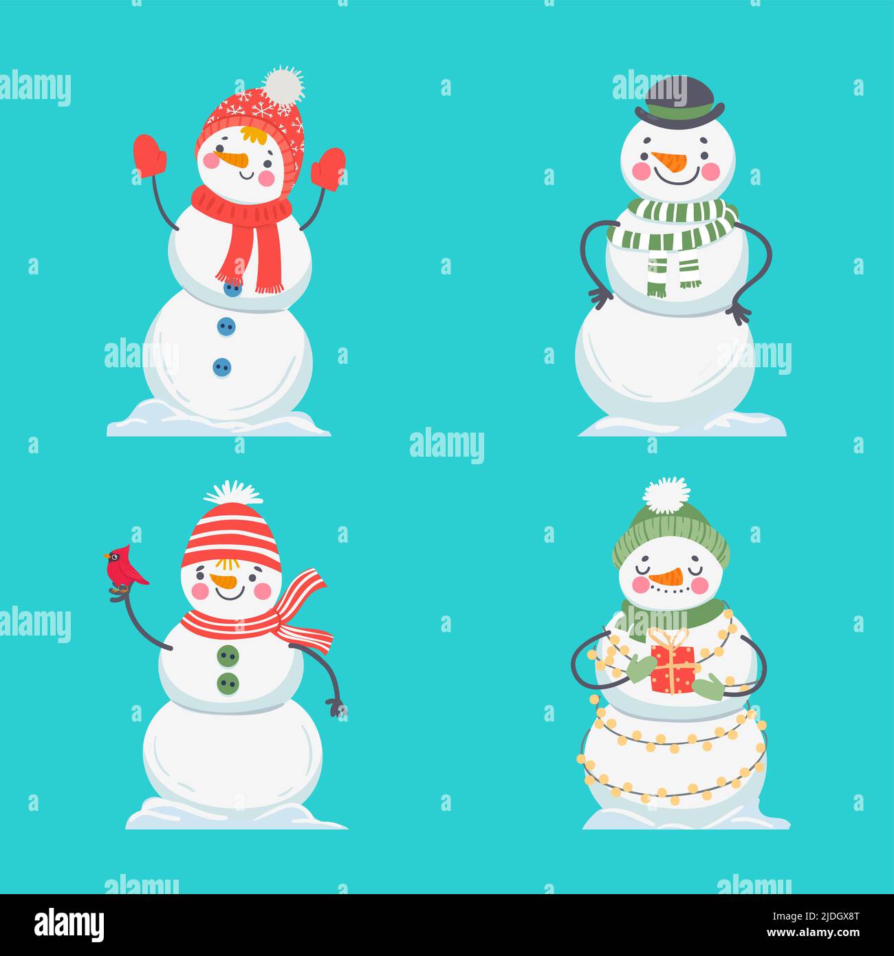 Cute christmas snowman in scarf and hat Stock Vector Image & Art - Alamy