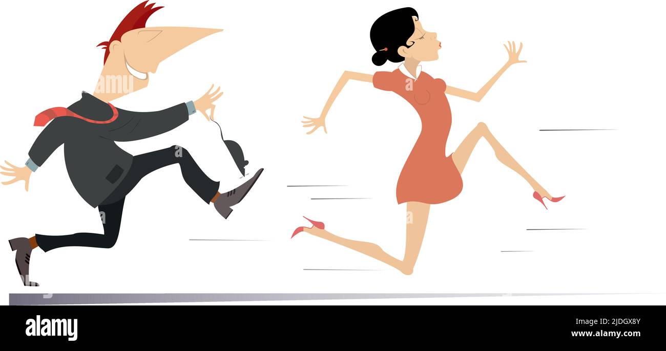 Two People Running Away Scared