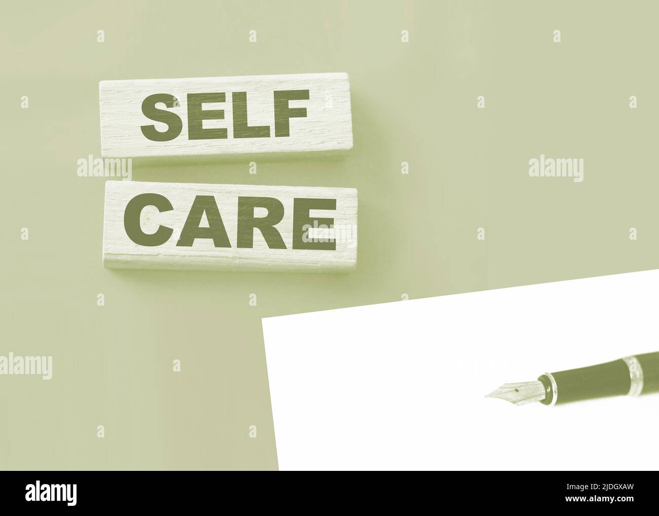 SELF CARE - text on wooden cubes on a red gradient background Stock ...