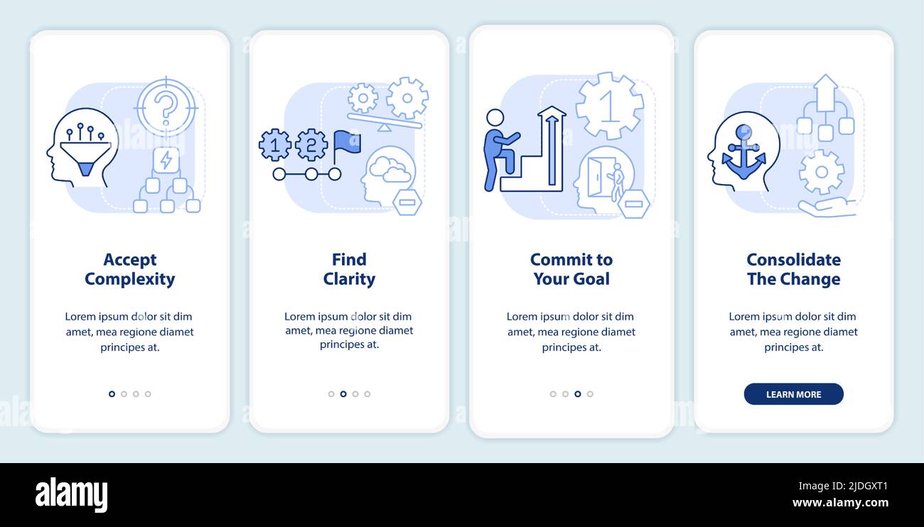 Adaptation to complex change light blue onboarding mobile app screen Stock Vector Image & Art ...