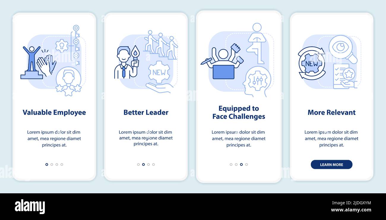 Workplace adaptability light blue onboarding mobile app screen Stock Vector Image & Art - Alamy