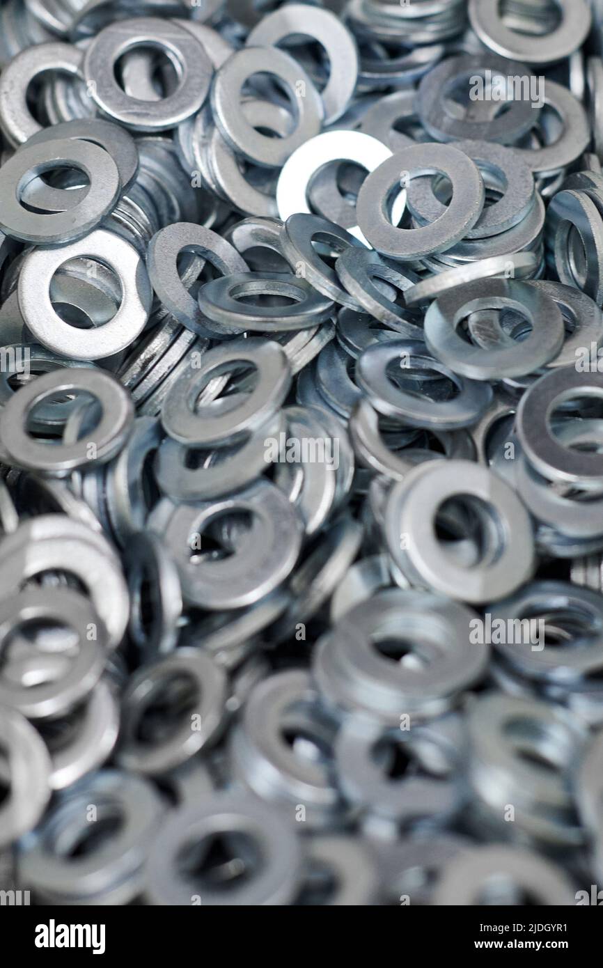 Bunch of stainless steel galvanized flat washers for fastener screws ...