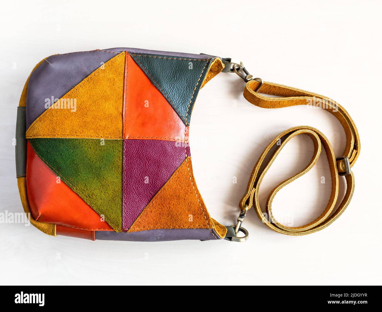 handmade patchwork crossbody bag hand sewn from suede and leather on ...