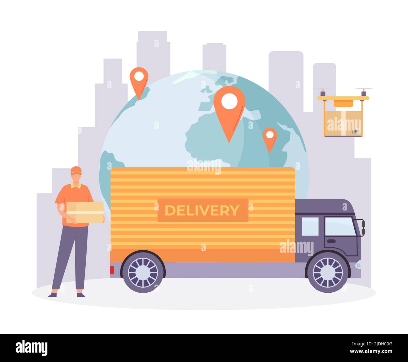 Global delivery service by truck or lorry Stock Vector Image & Art - Alamy