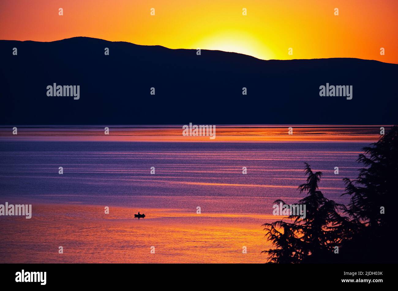 Sunset fishing, lake Ohrid, Macedonia Stock Photo - Alamy